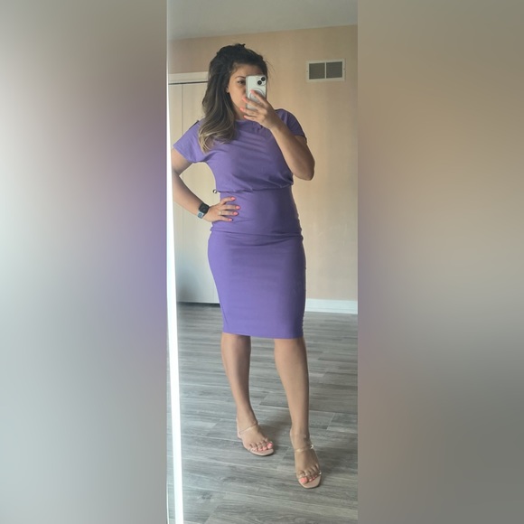 Dresses | Nwt Ribbed Purple Dress Super Stretchy Very Elegant And ...